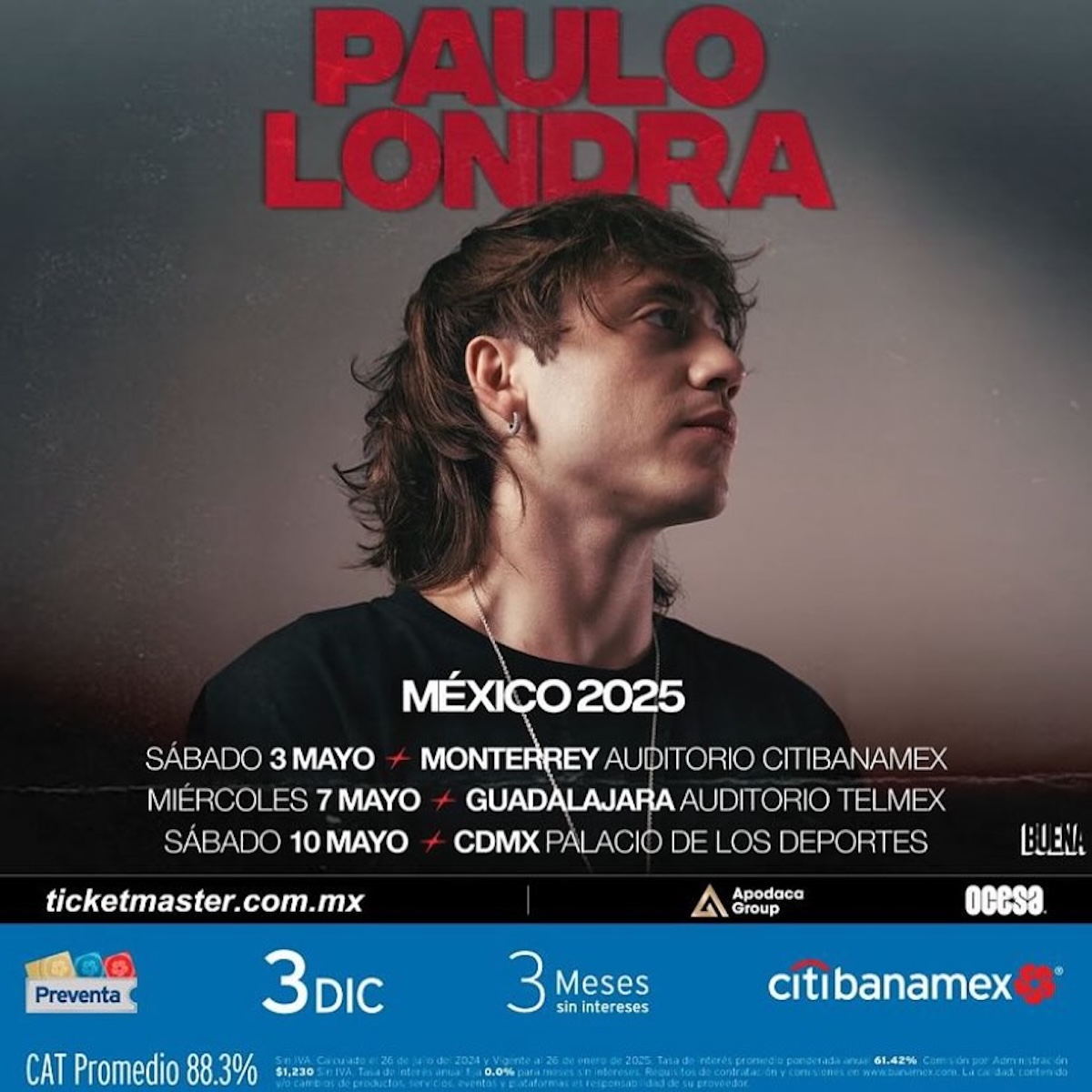 Boletos Paulo Londra en Monterrey 2025: precios Ticketmaster - ConciertosMX